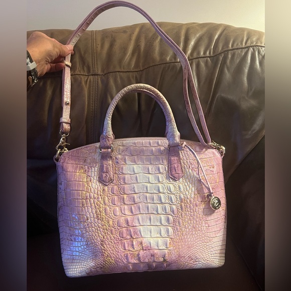 Brahmin | Bags | Brahmin Pink Leather Crossbody Gold Tone Accent ...